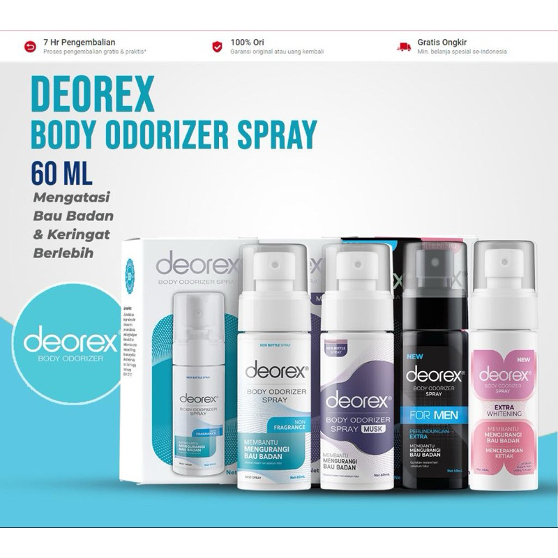 Jual Deorex Body Odorizer Spray 60 ML Body Spray Penghilang Bau Ketiak ...