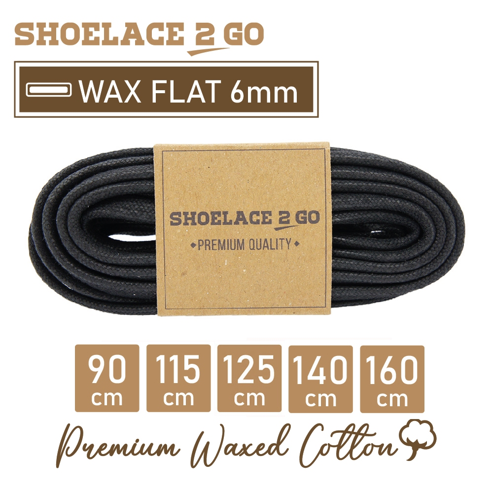 Jual SHOELACE 2 GO PREMIUM TALI SEPATU LILIN WAX GEPENG PIPIH FLAT - WF6 - B1 - BLACK - 6MM ...
