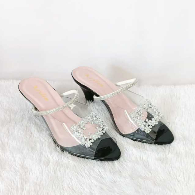 Jual SENDAL SLOP WANITA PESTA SENDAL HELLS MIKA HAK 7 CM | Shopee Indonesia