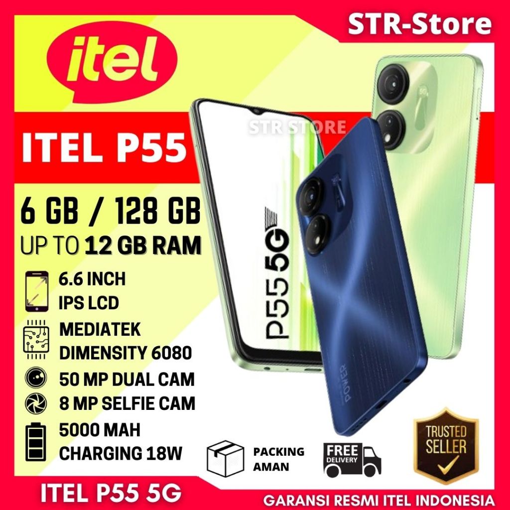 Jual ITEL P55 5G 6/128 GB GARANSI RESMI ITEL POWER 55 6/128 GB ITEL P ...