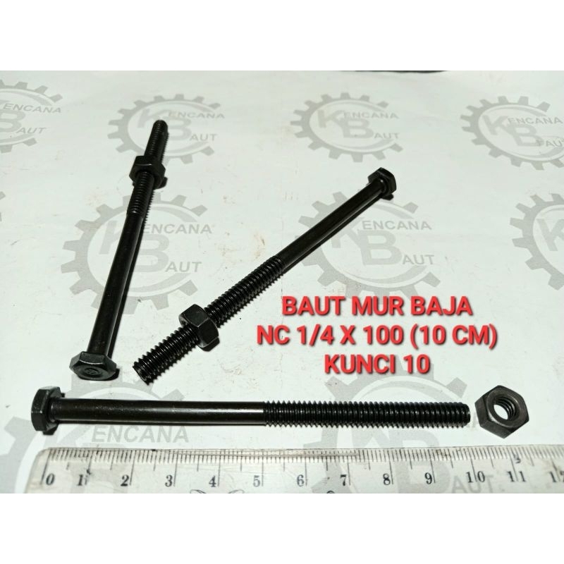 Jual BAUT BAJA UNC 1/4" X 4" / BAUT HITAM NC 1/4 x 4" KUNCI 10 PANJANG ...