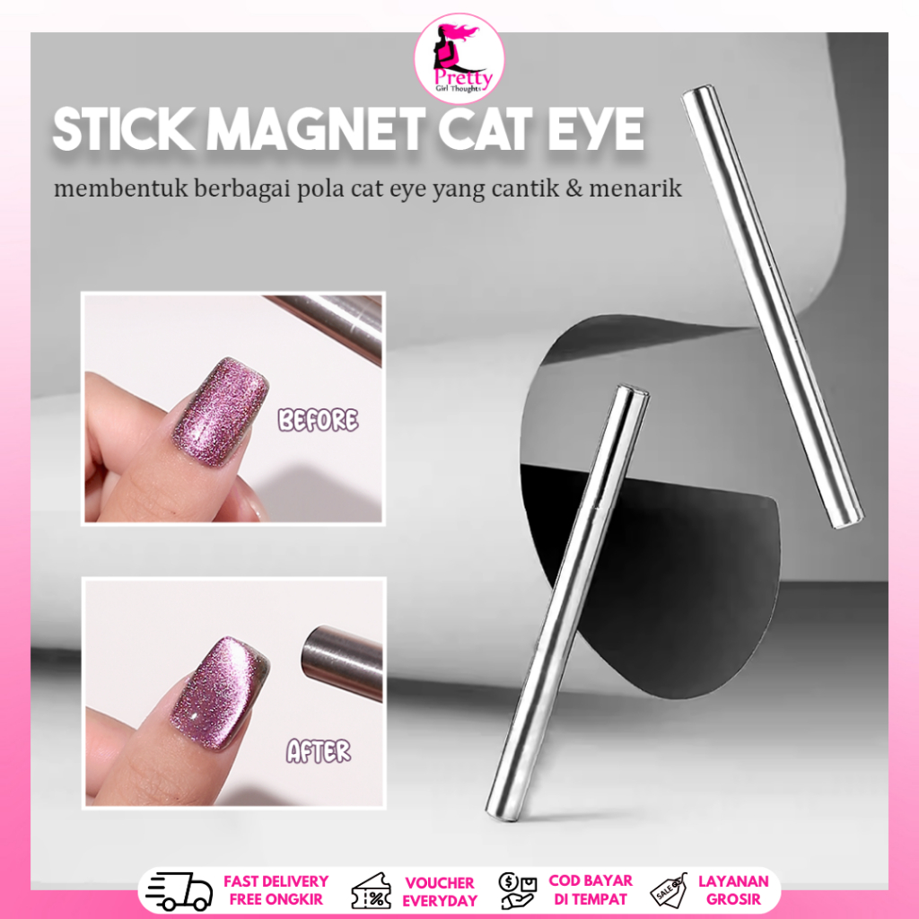 Jual Pretty Stick Magnet Cat Eye Bulat Silinder Panjang Silver Magnet