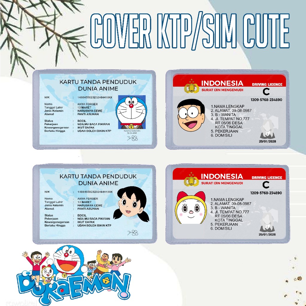 Jual Cover Pelindung Kartu Identitas KTP SIM Kartun Doraemon Nobita ...