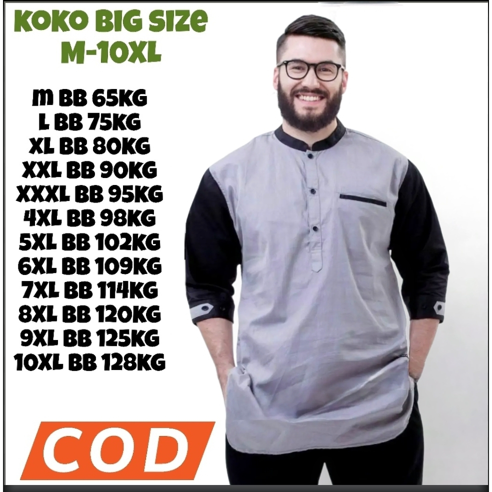 Jual baju koko qurta lengan 3/4 bahan katun toyobo ukuran jumbo XXL XXXL 4XL 5XL 6XL 7XL 8XL 9XL ...