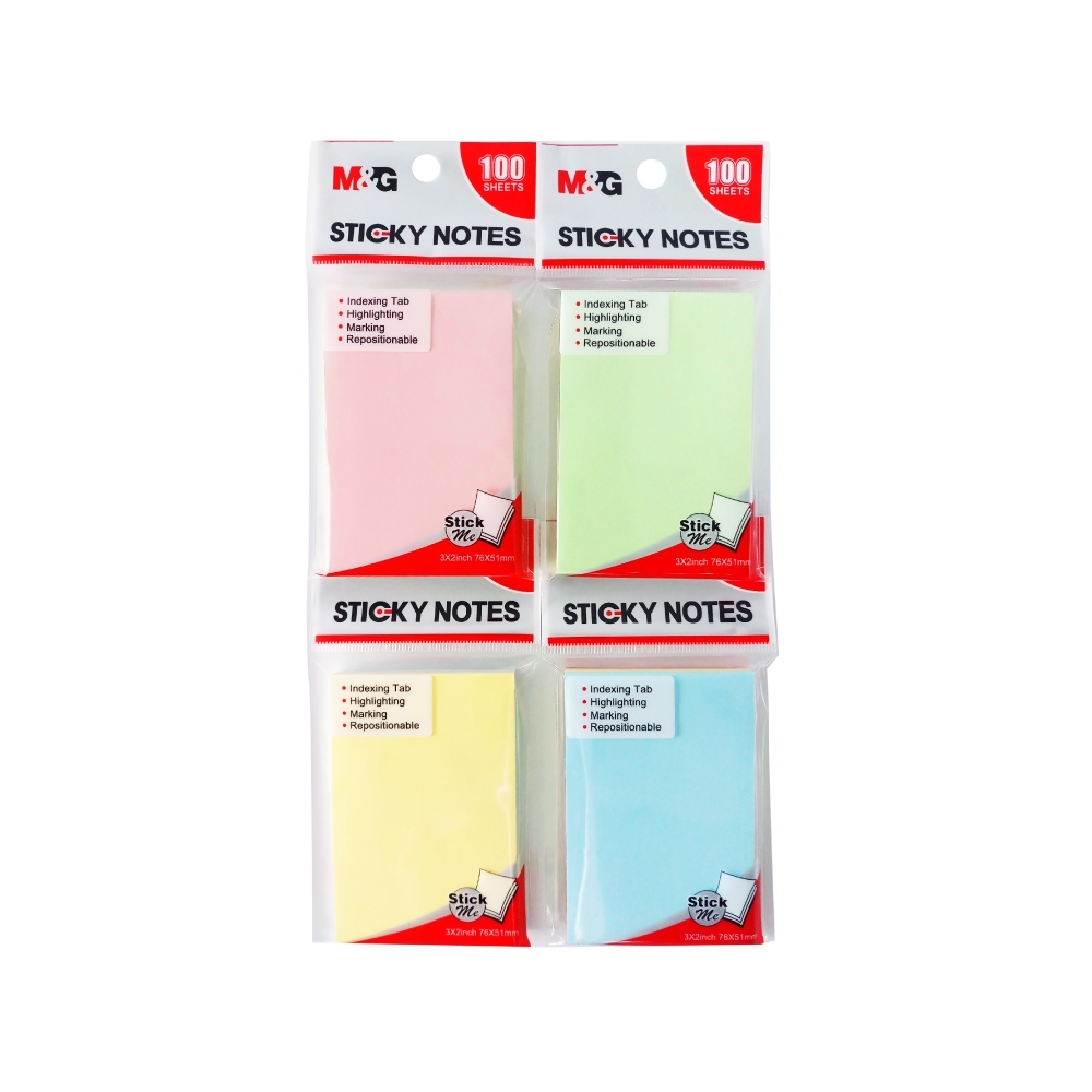 Jual M&G 3x2 Sticky Note Colorful 76x51mm 100 Sheets YS-92 4 warna ...