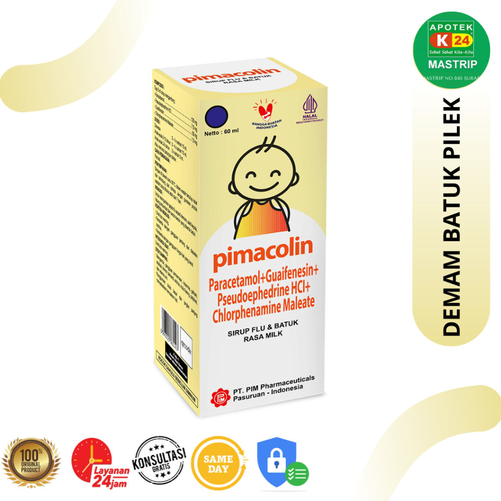 Jual Pimacolin Sirup / Demam Batuk Pilek / 2 Tahun Keatas / Susu / 60ml ...