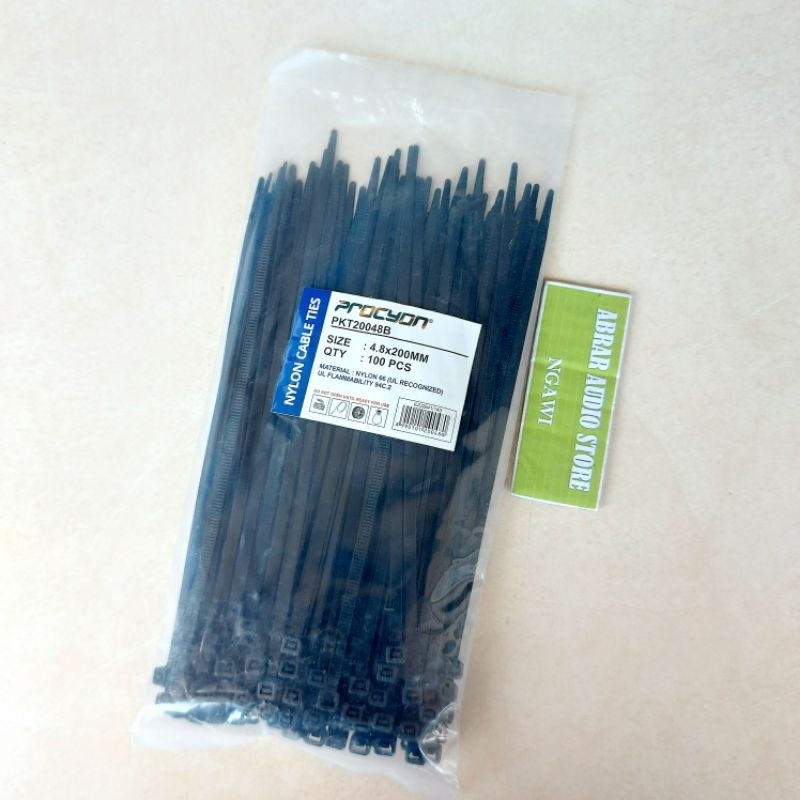 Jual KABEL TIES / TALI KABEL PROCYON 20CM 4,8 X 200MM ( ISI 100 ...