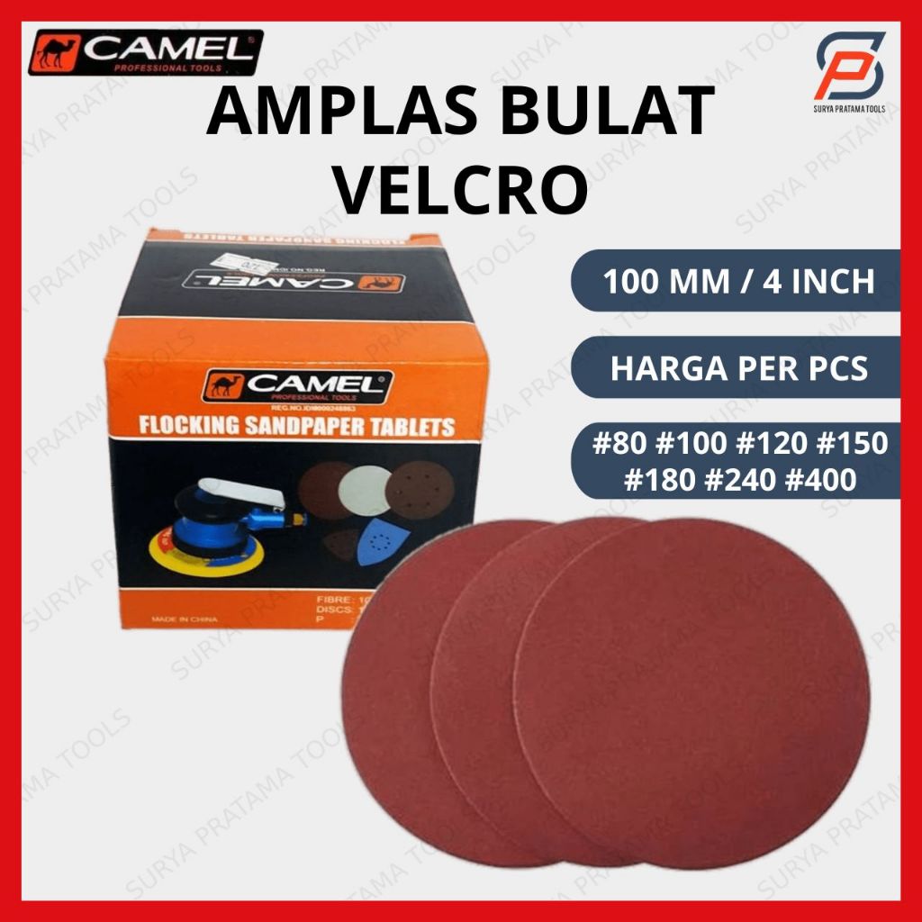 Jual Camel Amplas Bulat Velcro 4 Inch Amplas Tempel 4" Grit 80 100 120 ...