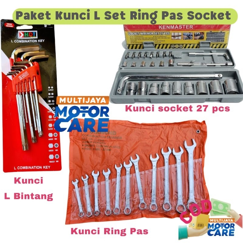 Jual Kunci Set Lengkap Shock Set 27pcs Kunci Ring Pas 11pcs Kunci L Set 9pcs Kombinasi 
