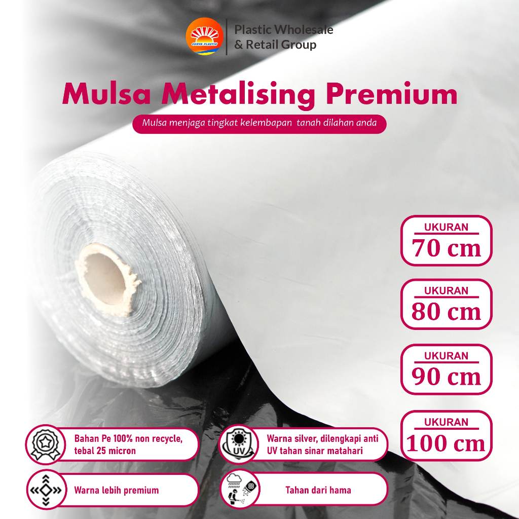 Jual PREMIUM !! Plastik Mulsa Perak 1 Roll 8 KG Mulsa Grenjeng Lebar ...