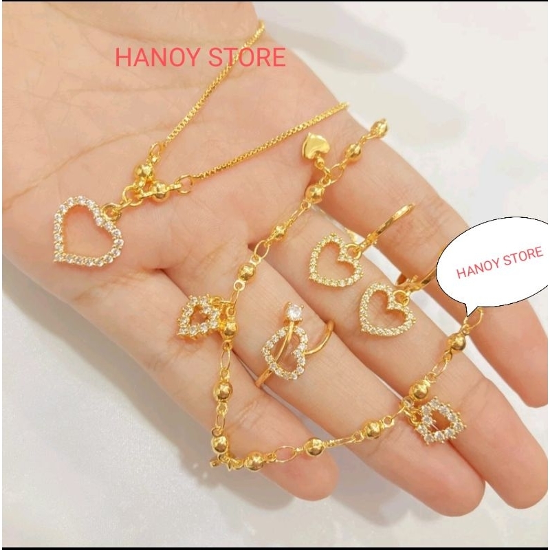 Jual Full set wanita dewasa motif love bolong perhiasan wanita titanium ...