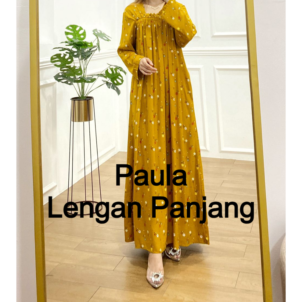 Jual [DASTER TANGAN PANJANG LD120 PAULA - Rayon Motif Premium Grade A] Daster Gamis Dress Rayon ...