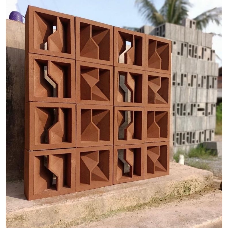 Jual roster beton minimalis terakota, loster beton merah, roster merah ...