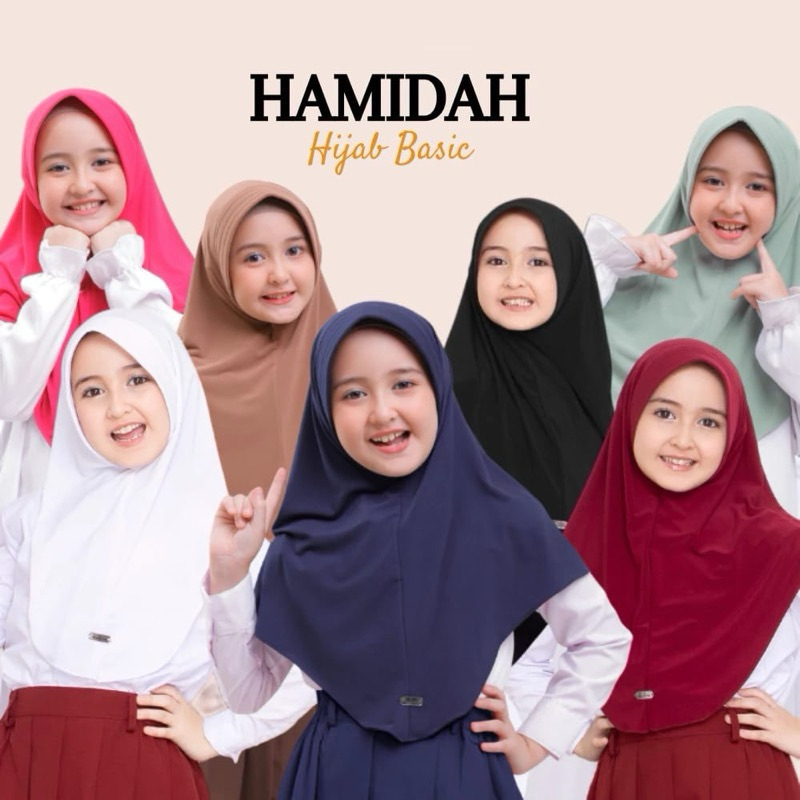 Jual Hijab Sekolah Bergo Anak HAMIDA 3-12 tahun Jersey Premium Kerudung Anaak Hamidah basic ...