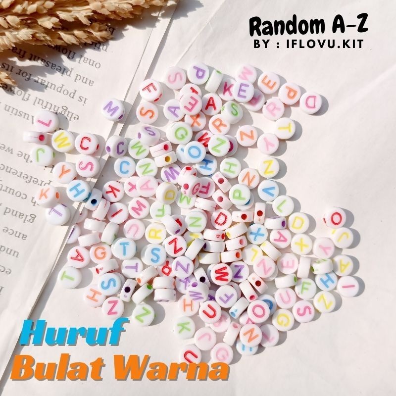 Jual Manik Manik Huruf Bulat Putih Warna Warni Mote Abjad Inisial Nama ...