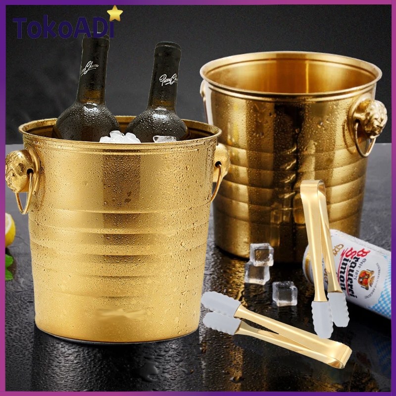 Jual Luxury Emas Ice Bucket /Tempat Wine Mewah Bahan Stainless 304/ Ice ...