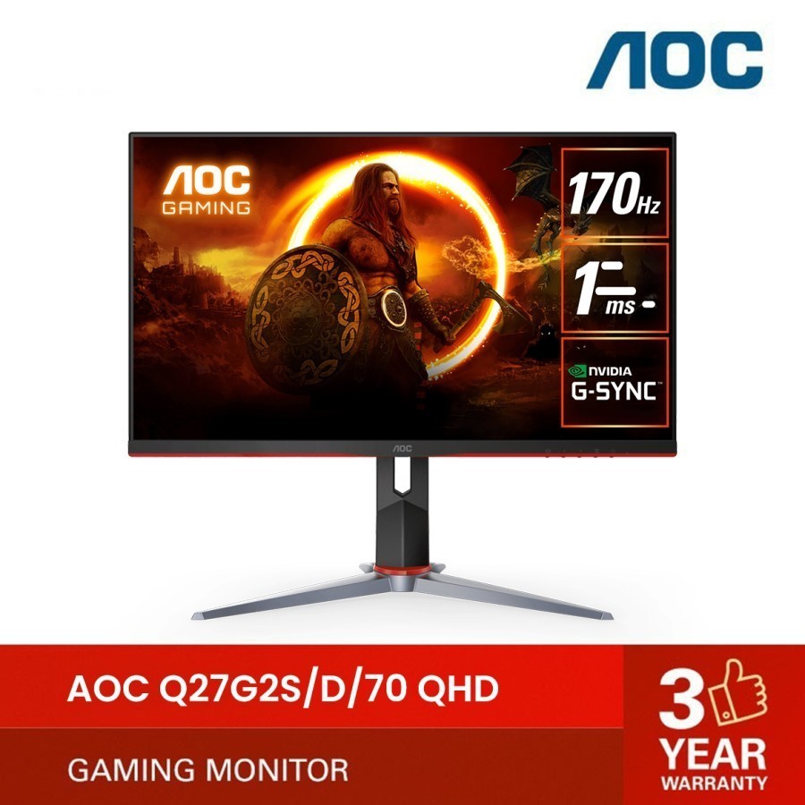 Jual LED AOC Q27G2S/D 27 INCH QHD IPS 170HZ 1MS GAMING MONITOR | Shopee ...