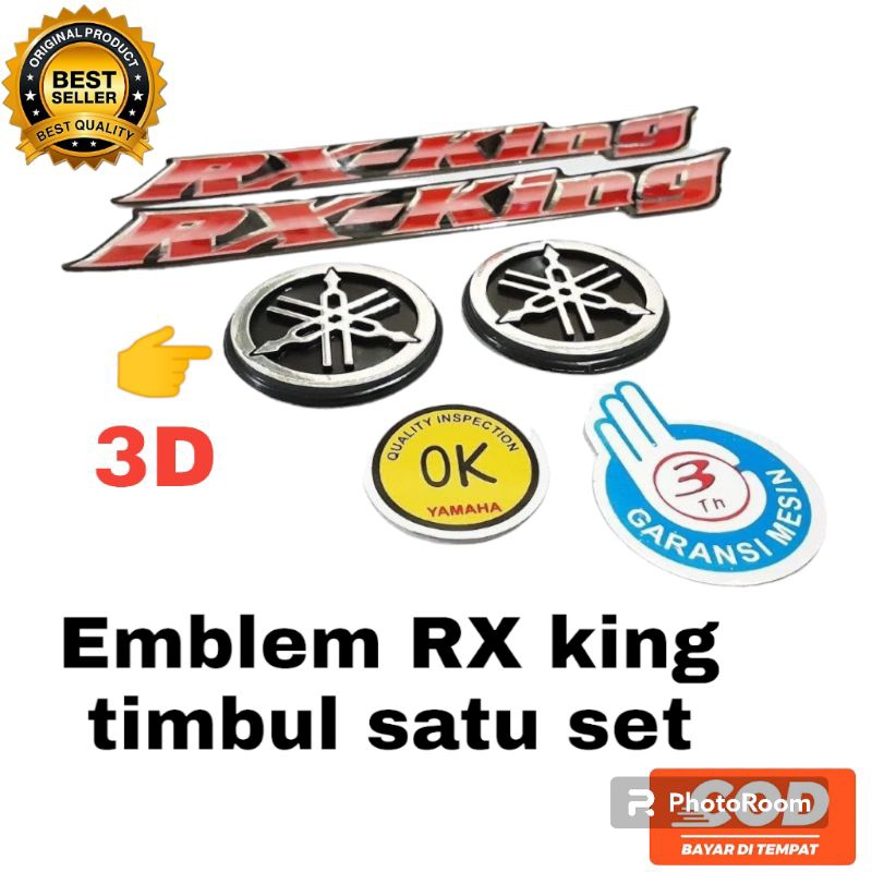 Jual emblem RX king merah timbul set, logo garputala yamaha plastik 3D ...