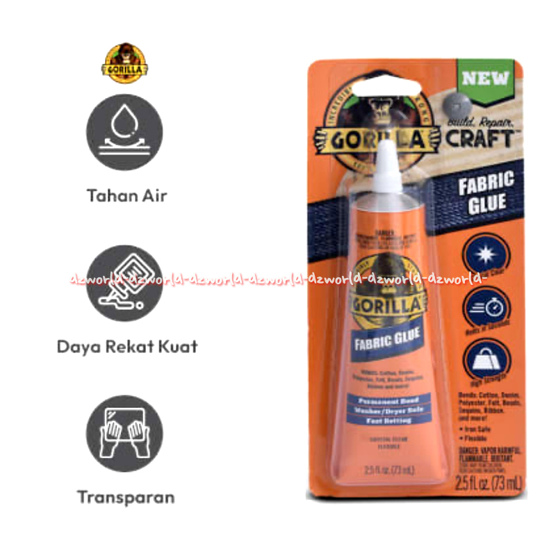 Jual Gorilla 73ml Fabric Glue Lem Untuk Kain Pakaian Warna Bening ...
