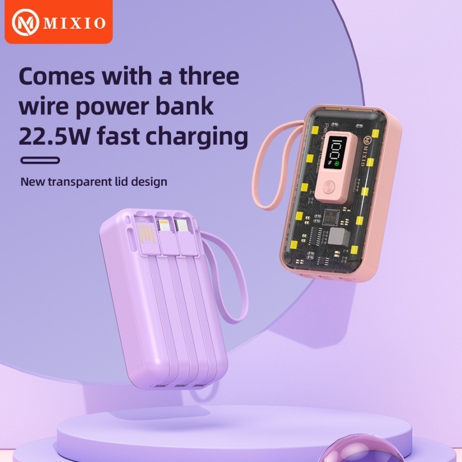 Jual MIXIO MP-02 10000mAh 22.5W Powerbank With Kabel Fast Charging PD ...