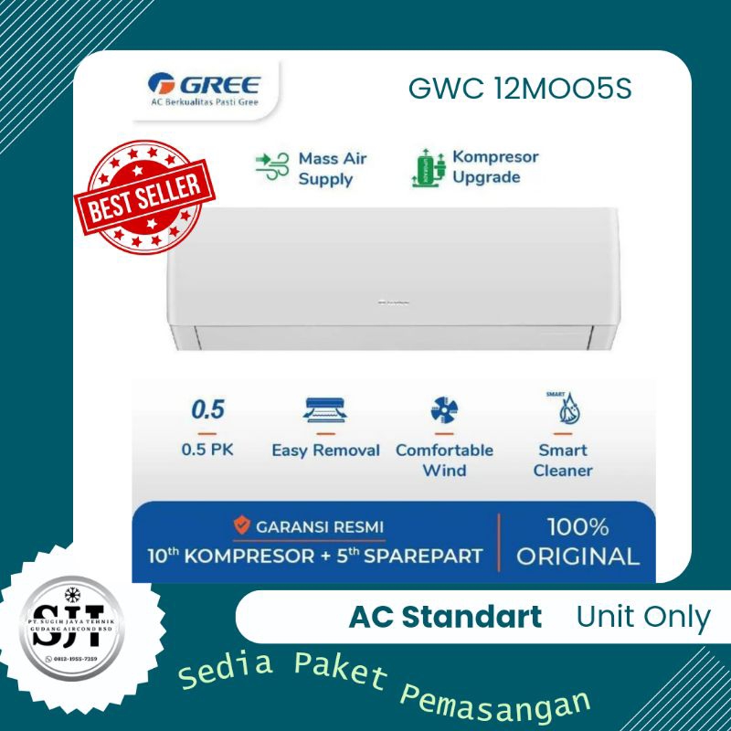 Jual GREE AC SPLIT STANDARDT GWC 12MOO5(A) 1,5PK GARANSI RESMI UNIT ...