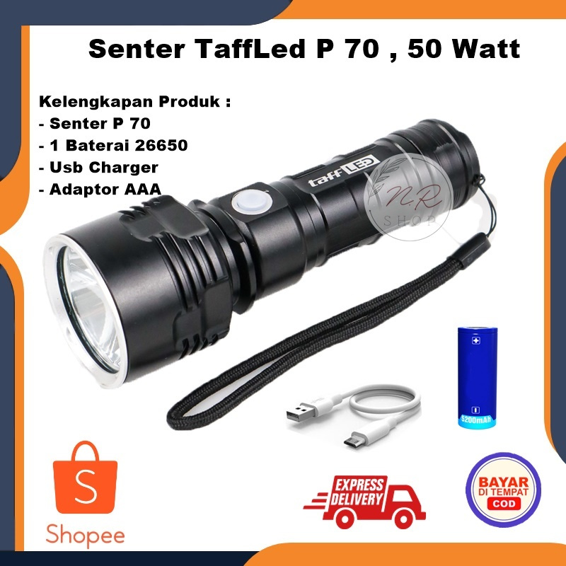 Jual Senter LED Swat TaffLed P 70 1000 Lumens Fokus Super Terang ...