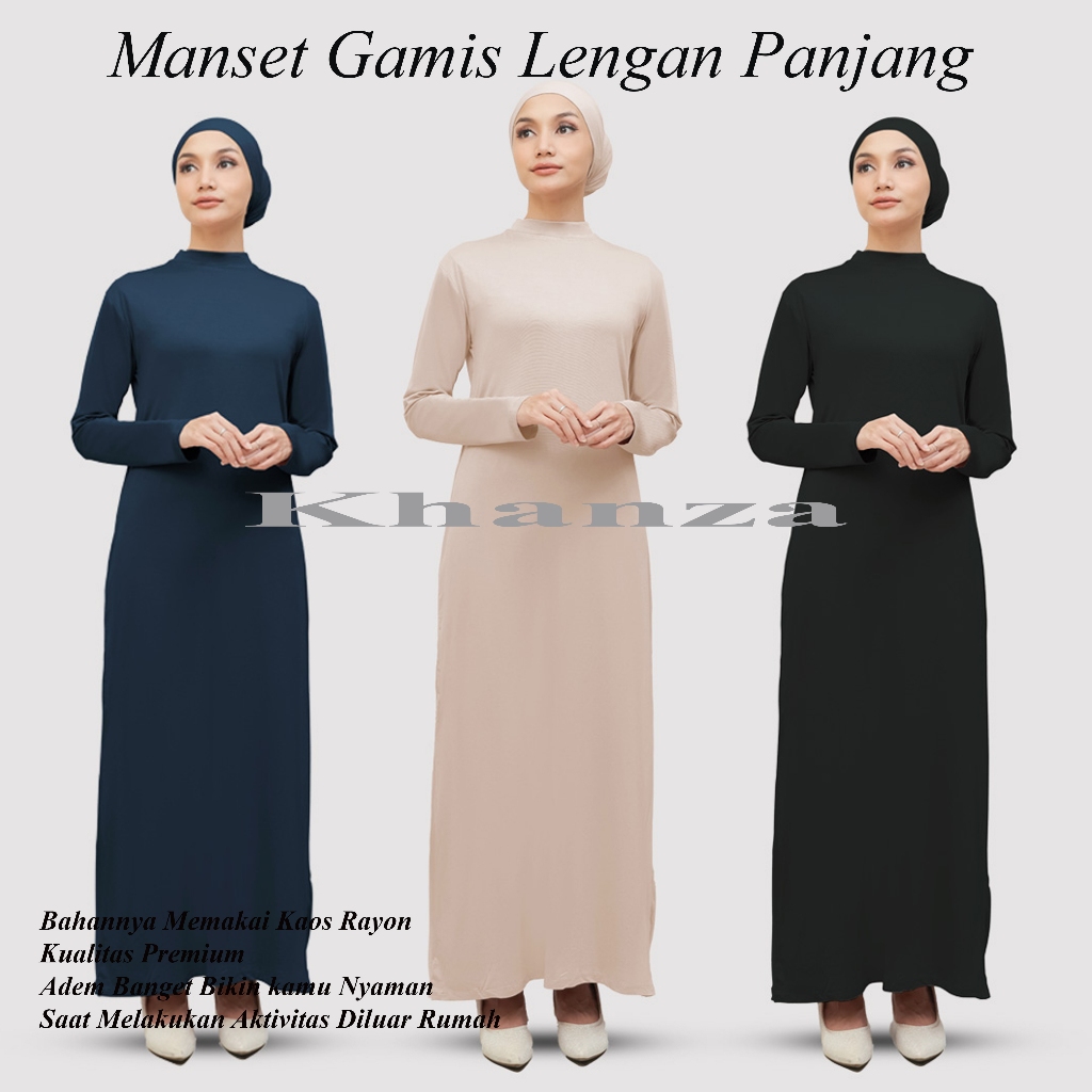 Jual Gamis Manset Lengan Panjang Premium Bahan Kaos Rayon Super ...