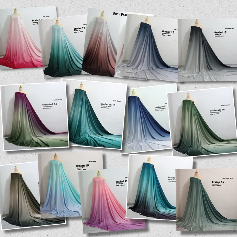 Jual PROMO TERMURAH kain silk mengkilat gradasi warna / kain campur ...