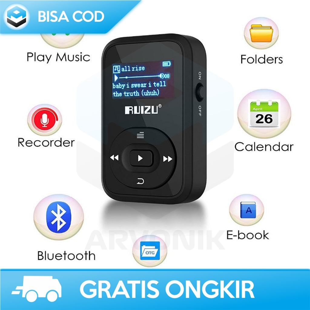 Jual Sport Bluetooth Ruizu Pemutar Musik Suara Jernih Mp3 Player Klip