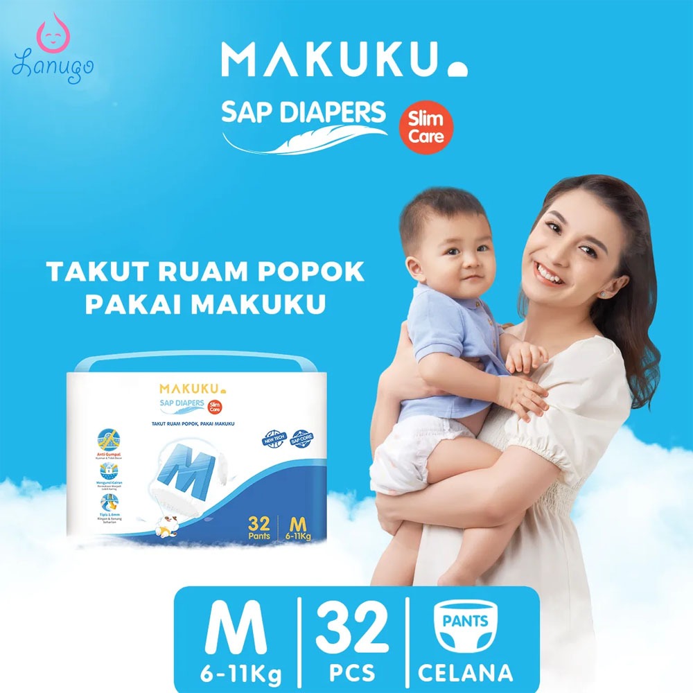 Jual MAKUKU AIR DIAPERS SLIM/ SLIM CARE NB28/S38/M32/L34/XL32 /XXL28 ...