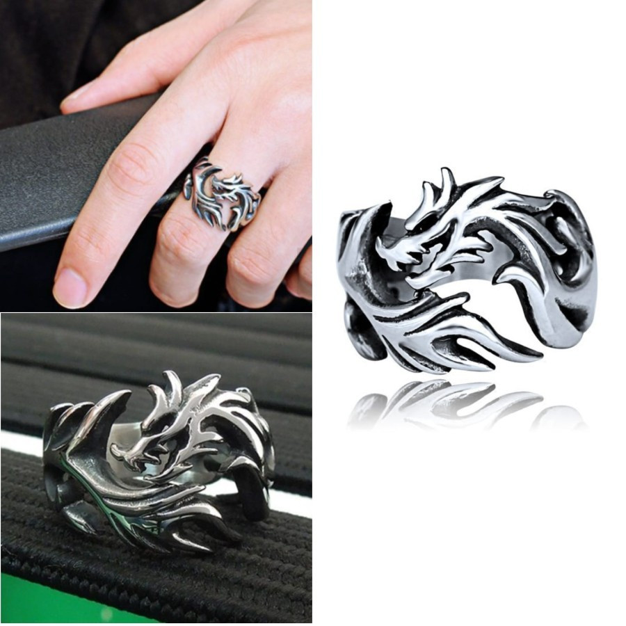 Jual Cincin Pria Naga Api / Fire Dragon Ring For Men / Cincin Naga ...