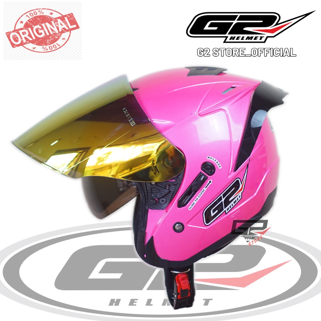 Jual HELM G2 OPTIMAX SOLID PINK DOUBLE VISOR ORIGINAL (PAKET GANTENG ...