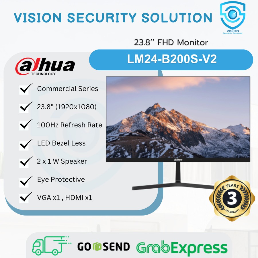 Jual Dahua Monitor LM24-B200S-V2 LED 24 inch FHD VGA HDMI Speaker For ...