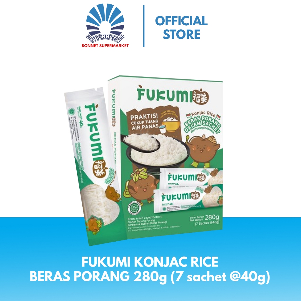 Jual Fukumi Beras Porang Box 280g (7 Sachet x 40g) - Beras Diet ...