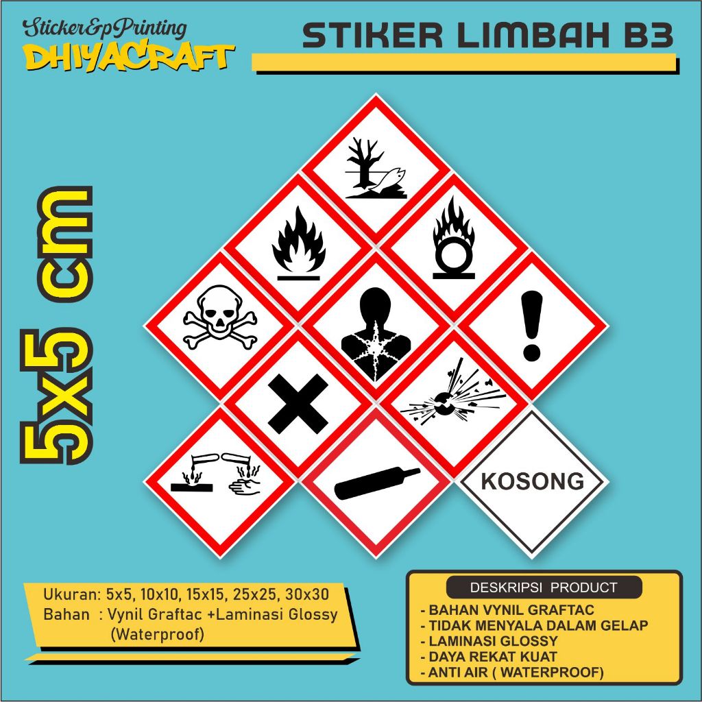 Jual Sticker Label Tanda Simbol Limbah B3 Ukuran 5x5cm Stiker Bahan ...