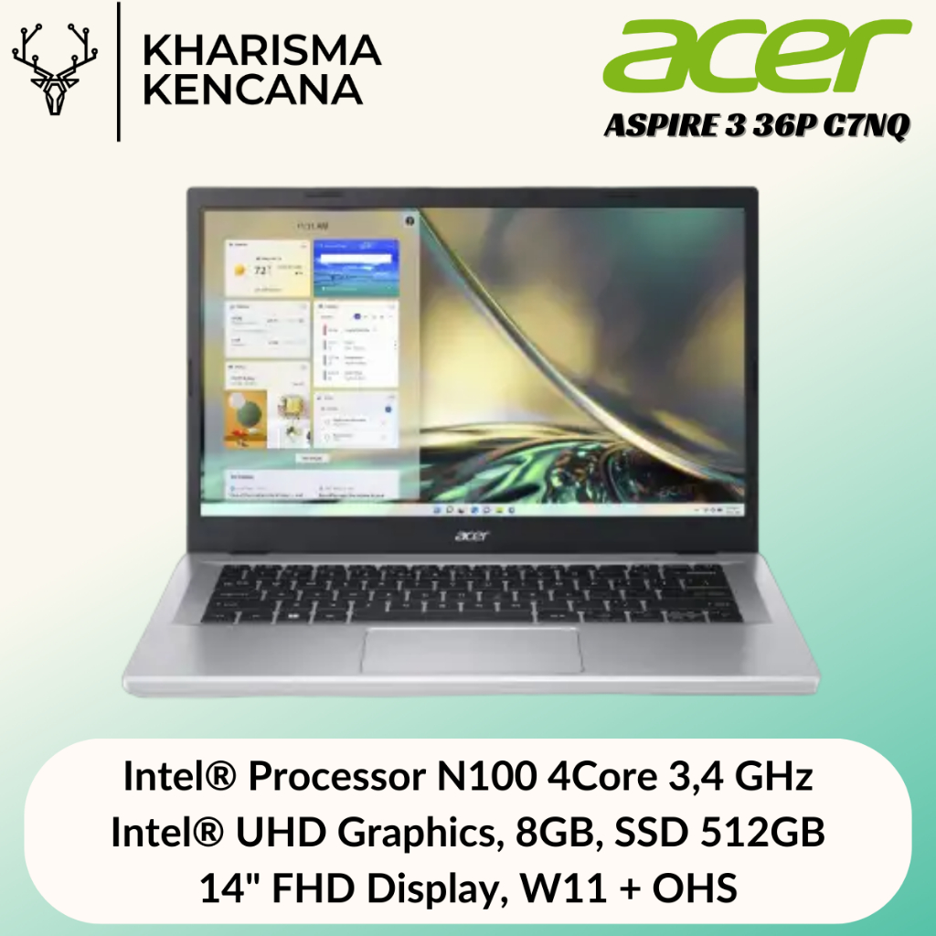 Jual ACER ASPIRE 3 36P C7NQ N100 8GB 512GB 14" FHD W11+OHS | Shopee ...