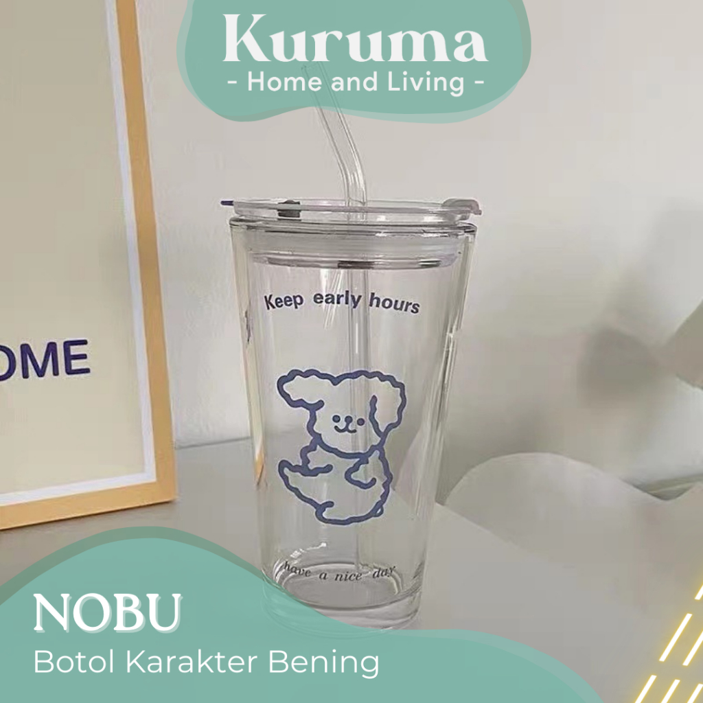 Jual KURUMA NOBU Tumbler Kaca Air Bening Botol Karakter Kopi Dan Teh ...