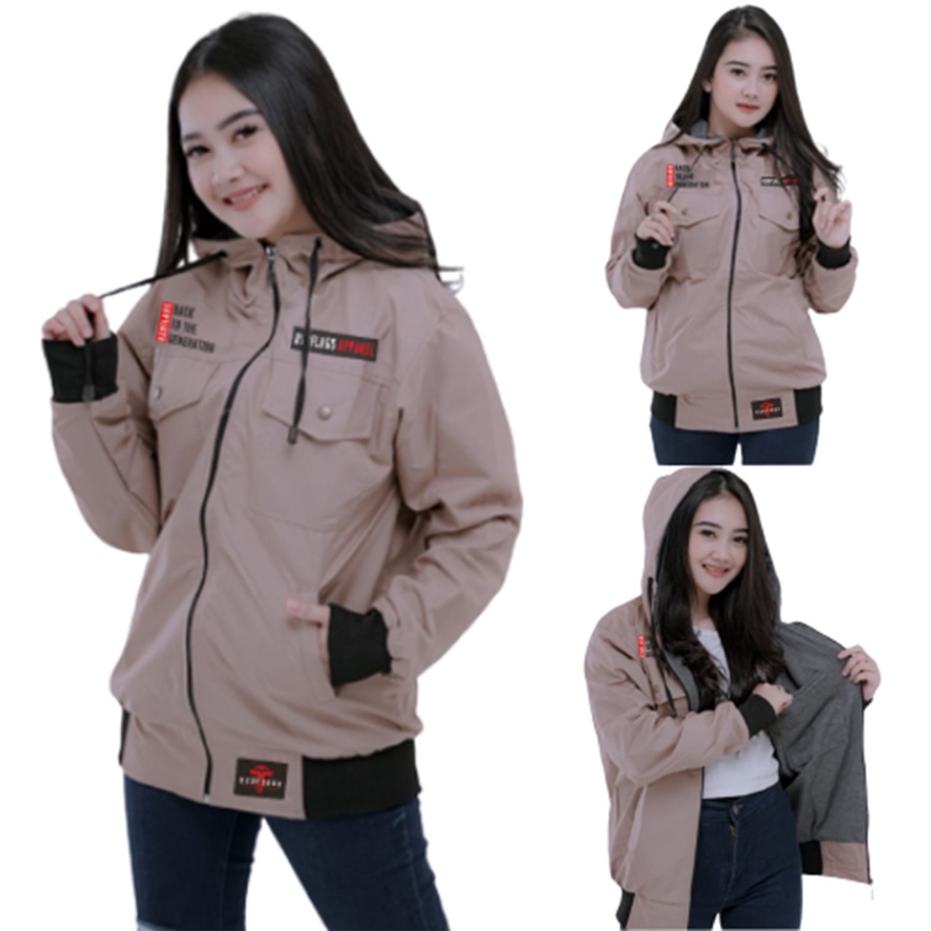 Jual Jaket Semi Parka Wanita Korea Parasut Taslan Furing Fleece Full ...
