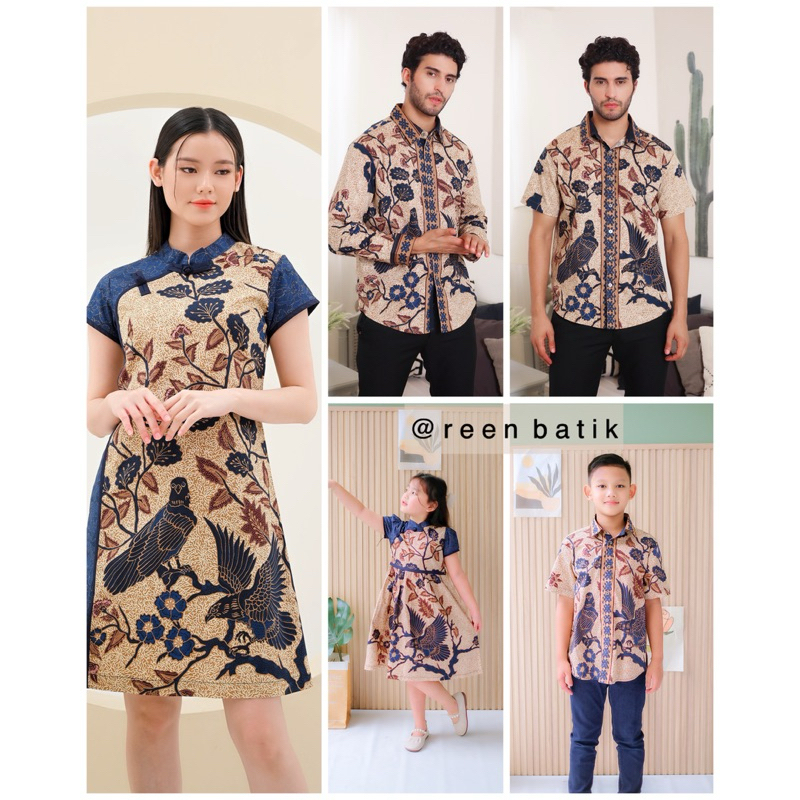Jual Batik Couple Family Set UPH Navy 113 UPH-N / 115 UPH-N / 183 UPH-N ...