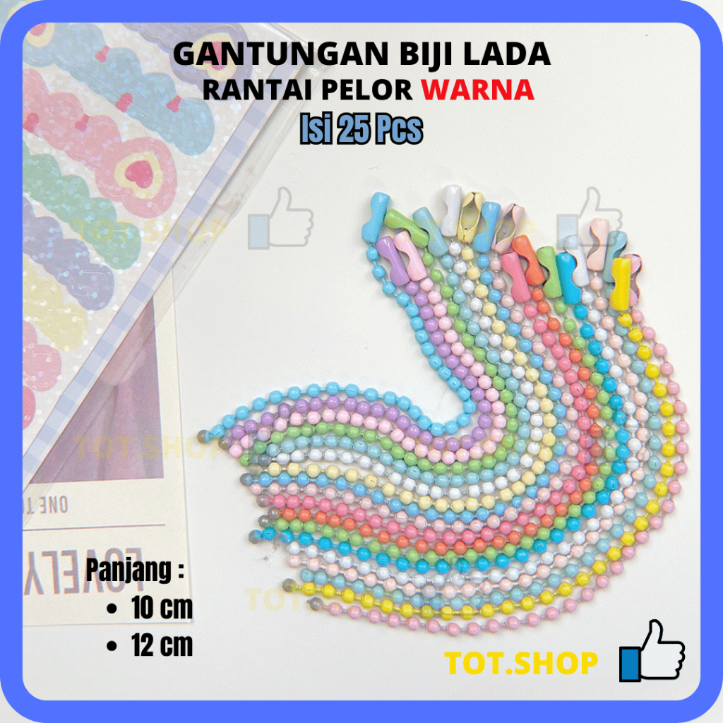 Jual [A3-2] [Isi 25 pcs] Rantai Kuku Pelor Warna Gantungan Biji Lada ...