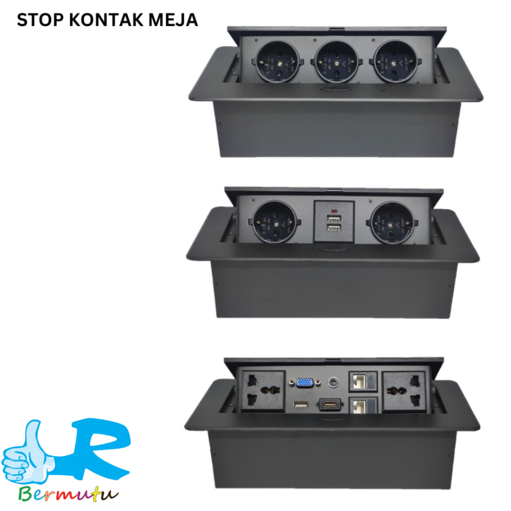 Jual STOP KONTAK MEJA 3 SOCKET KANTOR TANAM 2 SOCKET + 2 USB 2,4A ...