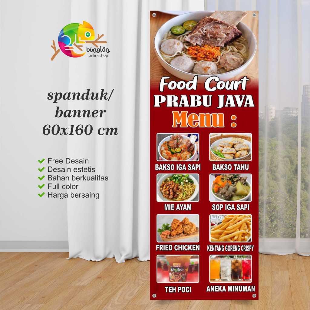 Jual Spanduk 60x160 Banner Aneka Food Court Baakso, Kentang, Mie Ayam ...