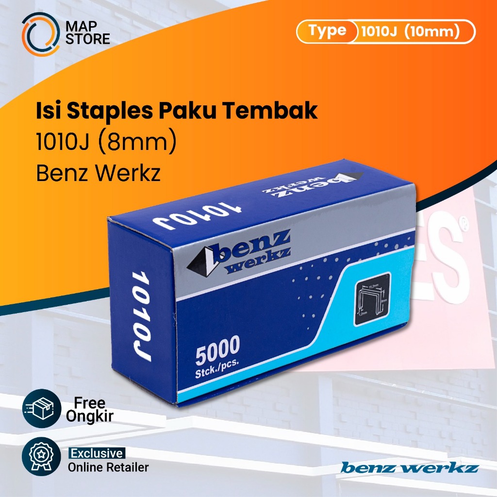 Jual BENZ 1010J Isi Mesin Staples Paku Tembak U Mata Nailer Gun 1010 J ...