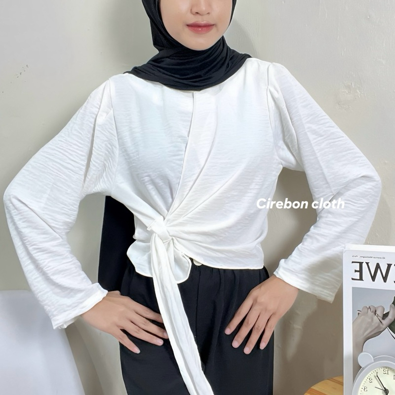 Jual Cirebon Cloth - Rhea Wrap Top | Blouse Tali Crinkle Airflow ...