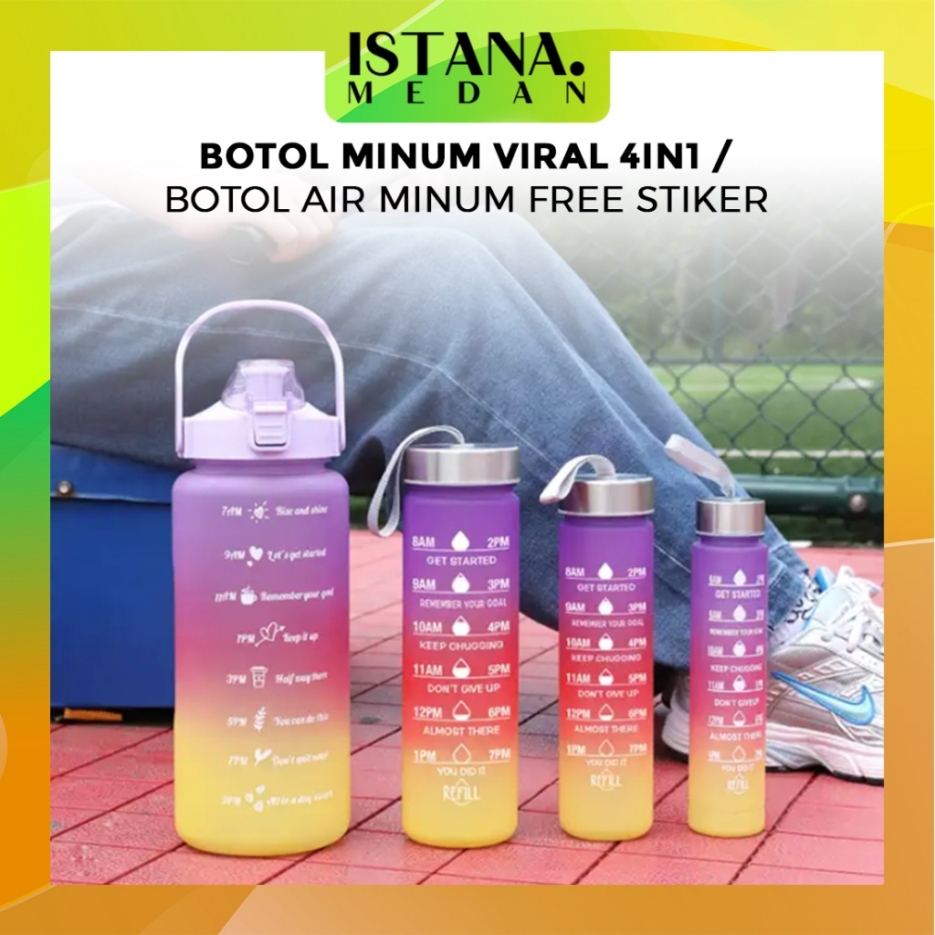 Jual BOTOL MINUM VIRAL 4IN1/BOTOL AIR MINUM FREE STIKER | Shopee Indonesia