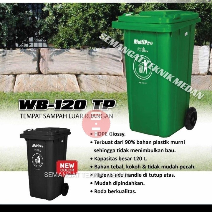 Jual WB-120TP TEMPAT SAMPAH RODA PLASTIK DUST BIN 120 LITER 120L MULTIPRO | Shopee Indonesia