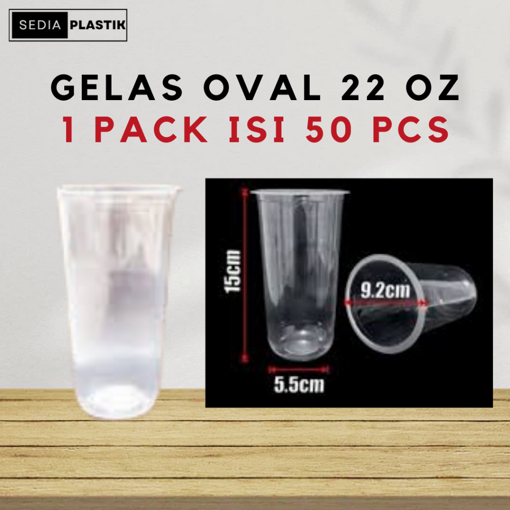 Jual GELAS PLASTIK CUP OVAL ES TEH POP ICE JUS 22OZ ISI 50 PCS | Shopee ...