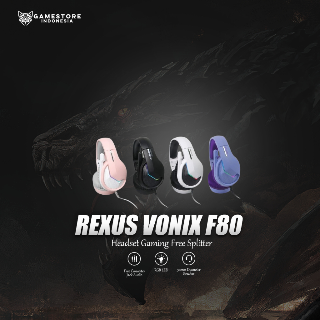 Jual Rexus Headset Gaming Vonix F80 Free Splitter | Shopee Indonesia