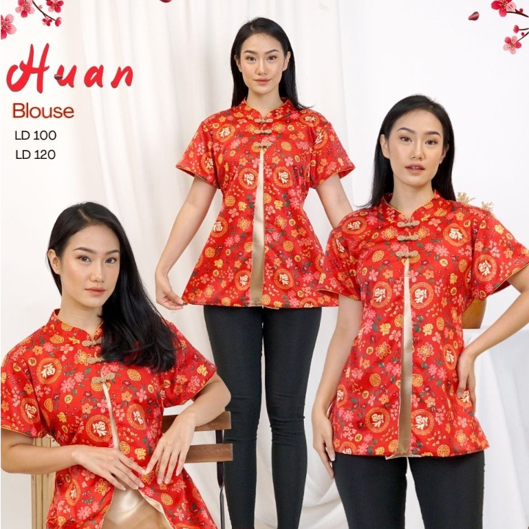 Jual Huan Blouse - Blouse Atasan Cheongsam Batik Wanita Kemeja Dress ...