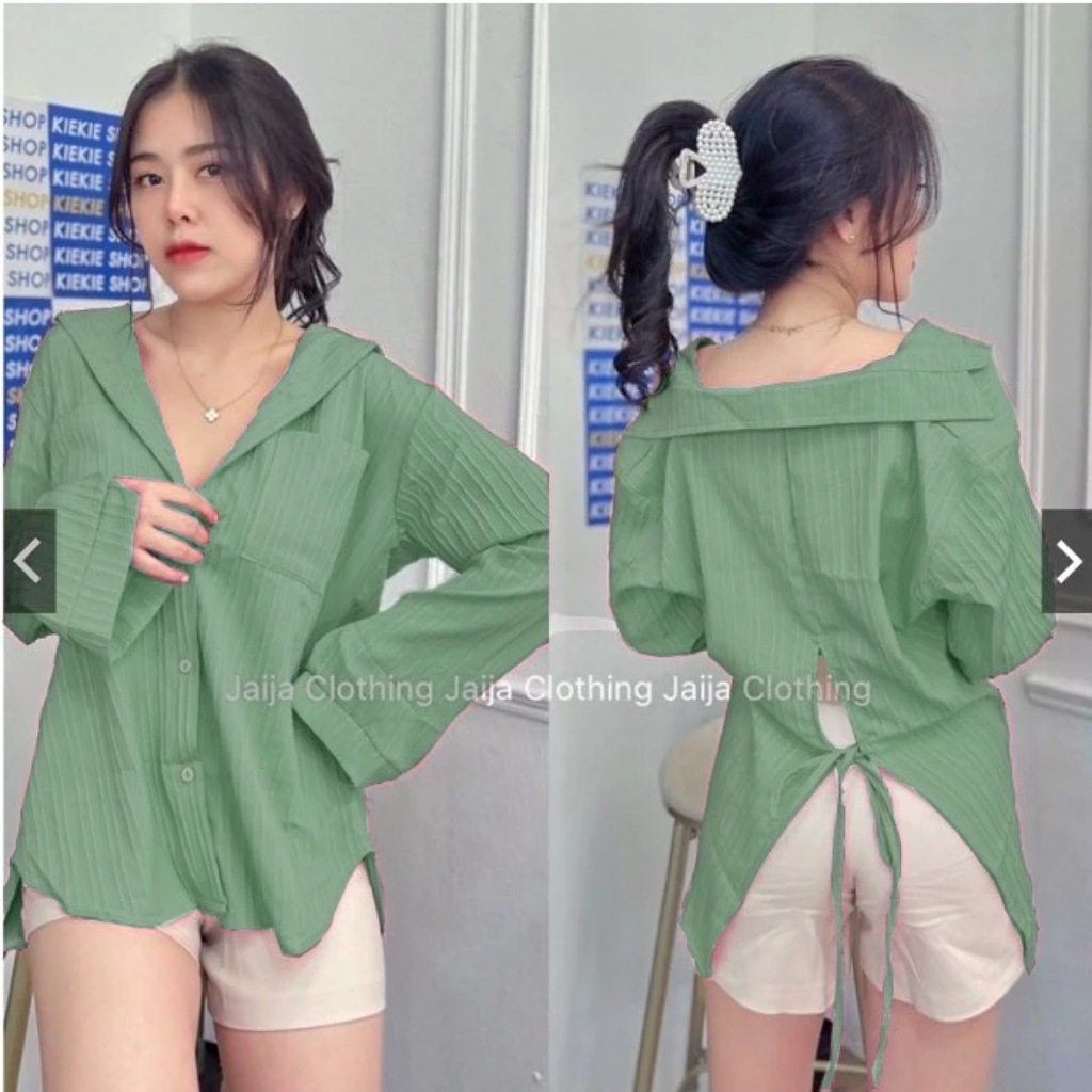 Jual SKZ15 ~ NEW Luna Shirt Split Belakang Kemeja Wanita Basic Lady ...